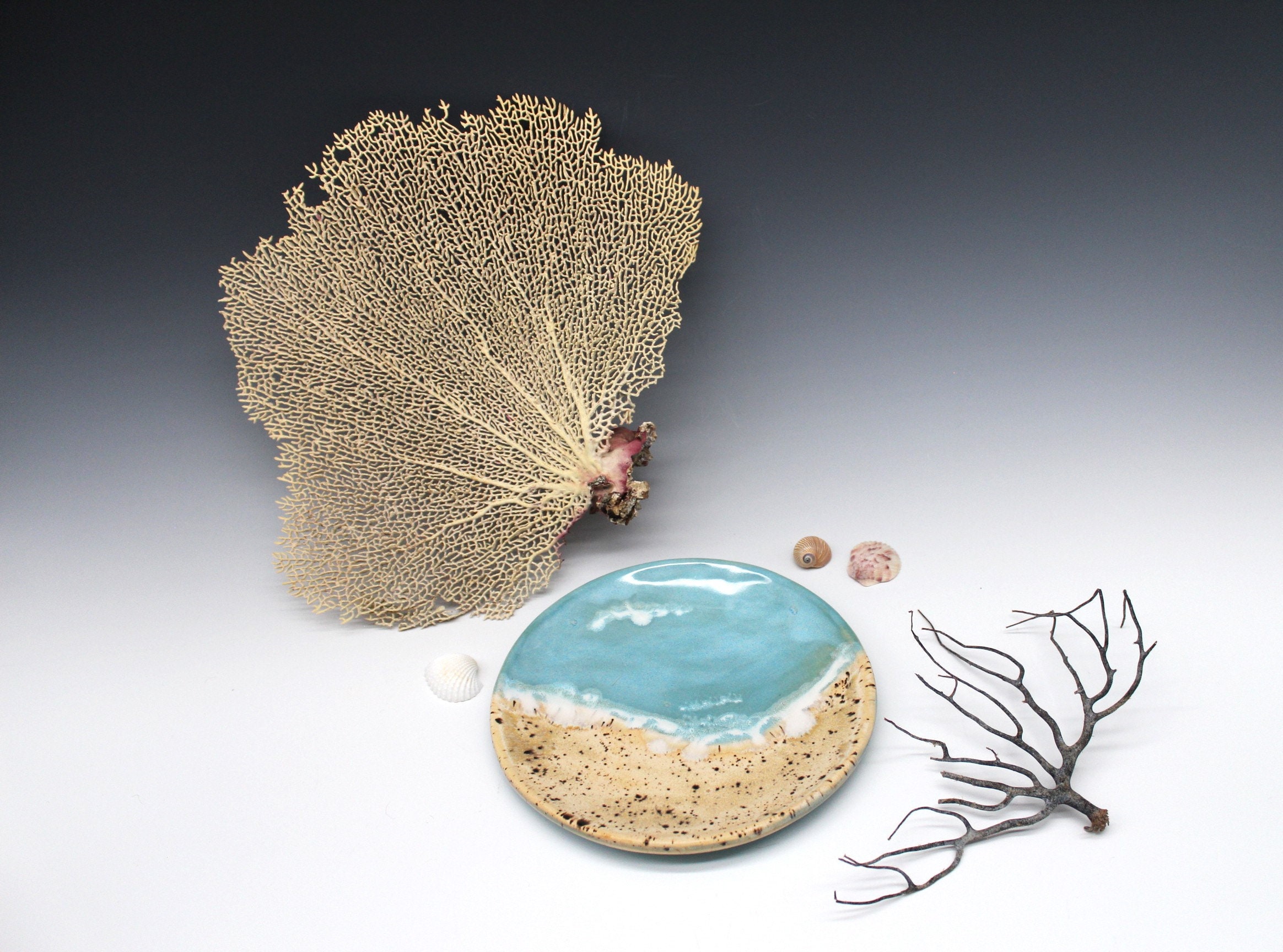 Ocean Waves Plate, Sand and Sea Ceramic Dish, Beach Decor, Nautical ...
