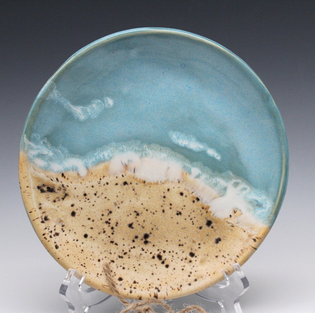 Ocean Waves Plate, Sand and Sea Ceramic Dish, Beach Decor, Nautical ...