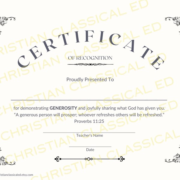 Christian Award Certificate - Etsy