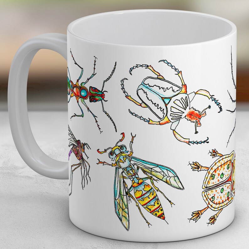 Bugs Coffee Mug Insects Tea Cup Spider Ceramic Coworker | Etsy