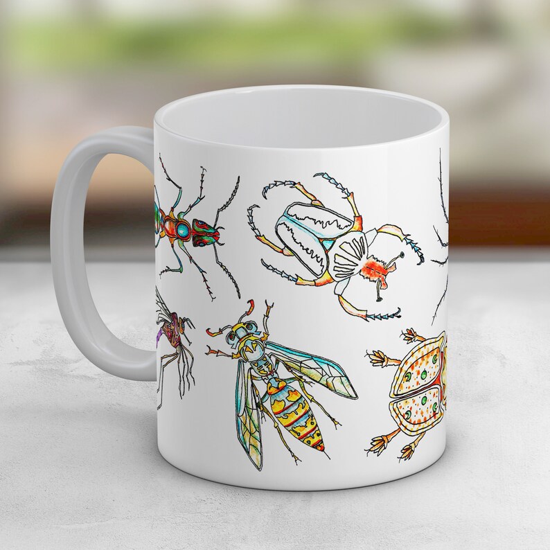 Bugs Coffee Mug Insects Tea Cup Spider Ceramic Coworker | Etsy