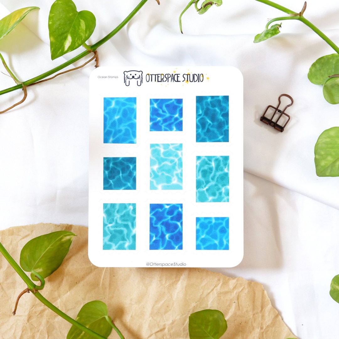 Faux Ocean Stamps Sticker Sheet Illustrated Bullet Journal Waterproof ...