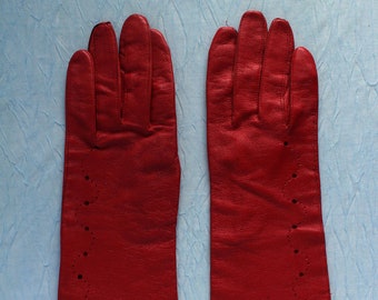 Red leather gloves | Etsy