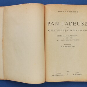 Antique Polish Book Adam Mickiewicz pan Tadeusz - Etsy