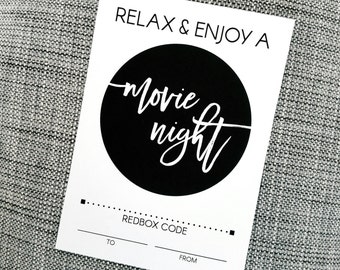 Printable Movie Night Appreciation Redbox Gift Card Holder | Etsy