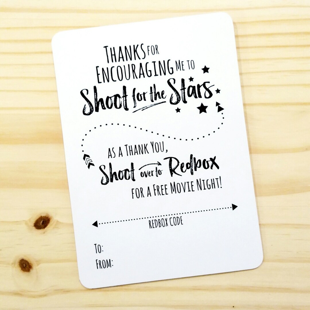 Printable Movie Night Appreciation Redbox Gift Card Holder for Teacher ...