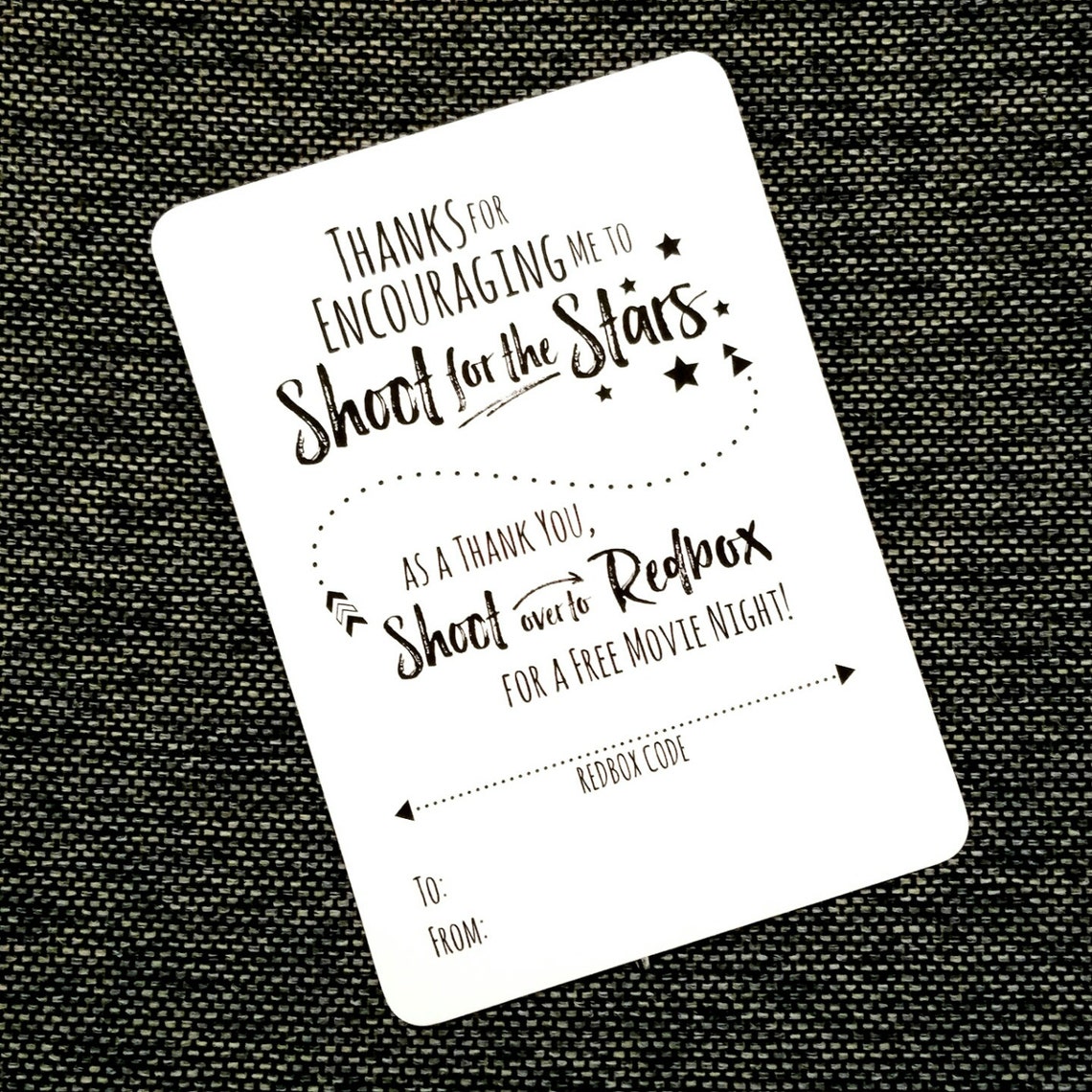 Printable Movie Night Appreciation Redbox Gift Card Holder for Teacher ...