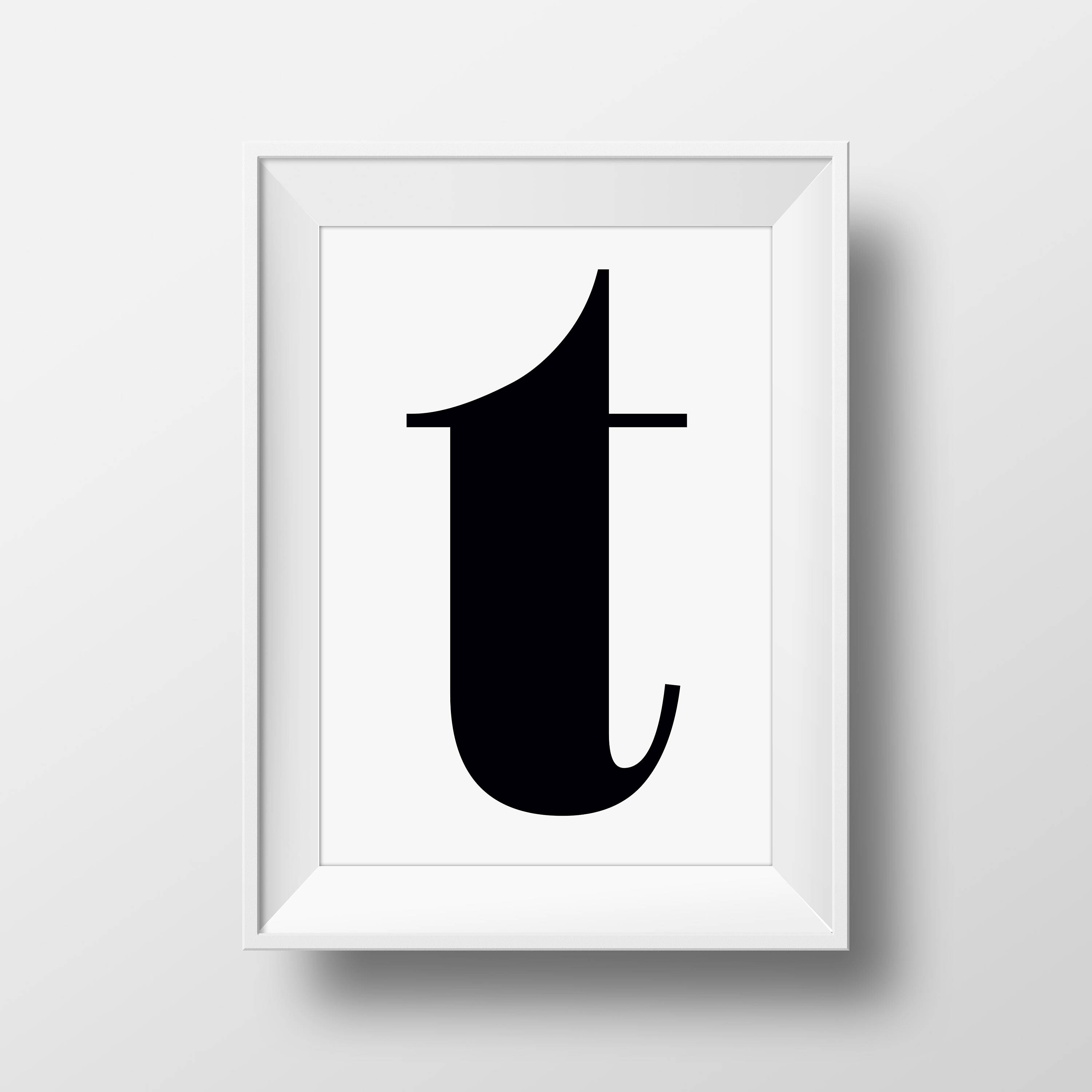 Printable Lowercase Letter T - Monochrome Letters - Modern Typography ...