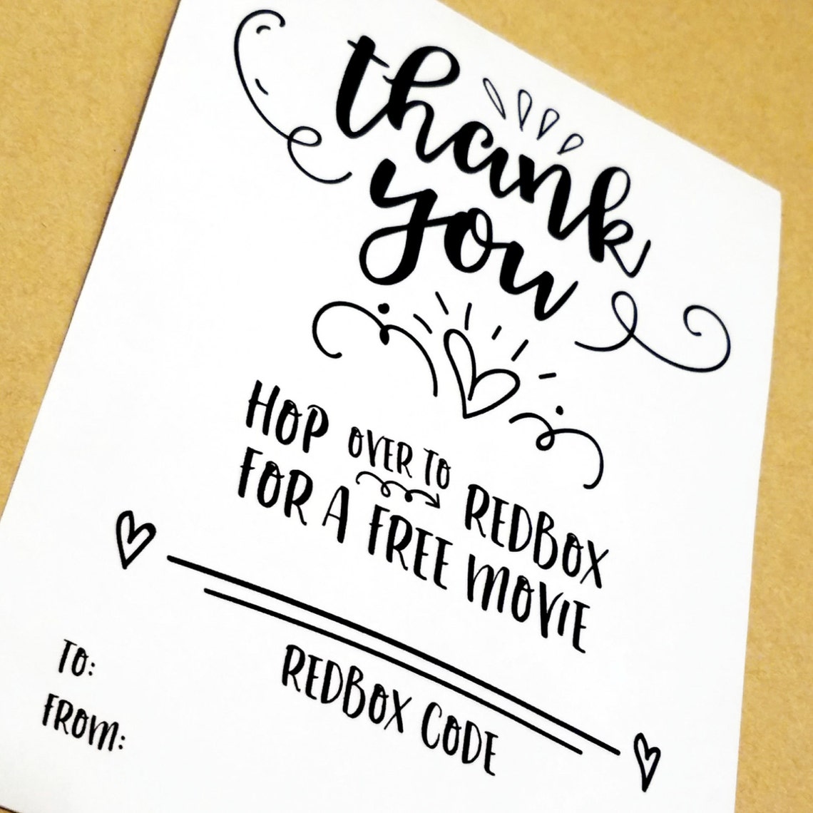 Printable Thank You Redbox Gift Card Holder for All - Etsy