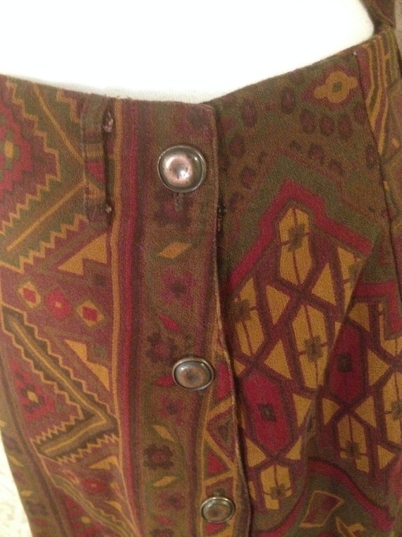 1990s Red Orange Green Aztec Hippie Safari 2 Piece Se… - Gem