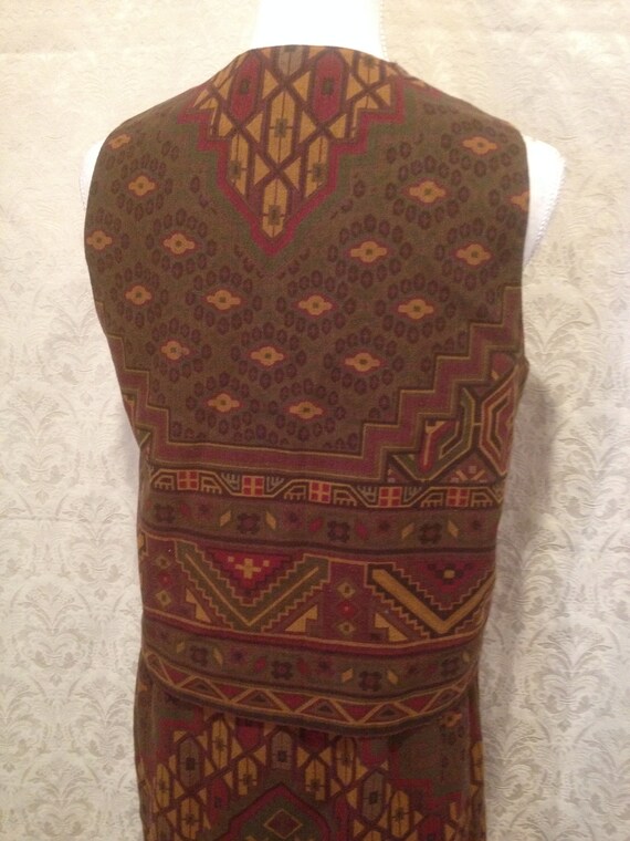 1990s Red Orange Green Aztec Hippie Safari 2 Piece Se… - Gem
