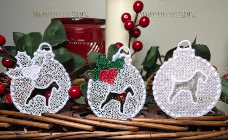 Free Standing Lace FSL Machine Embroidery Ornament Christmas Bubble Pet ...