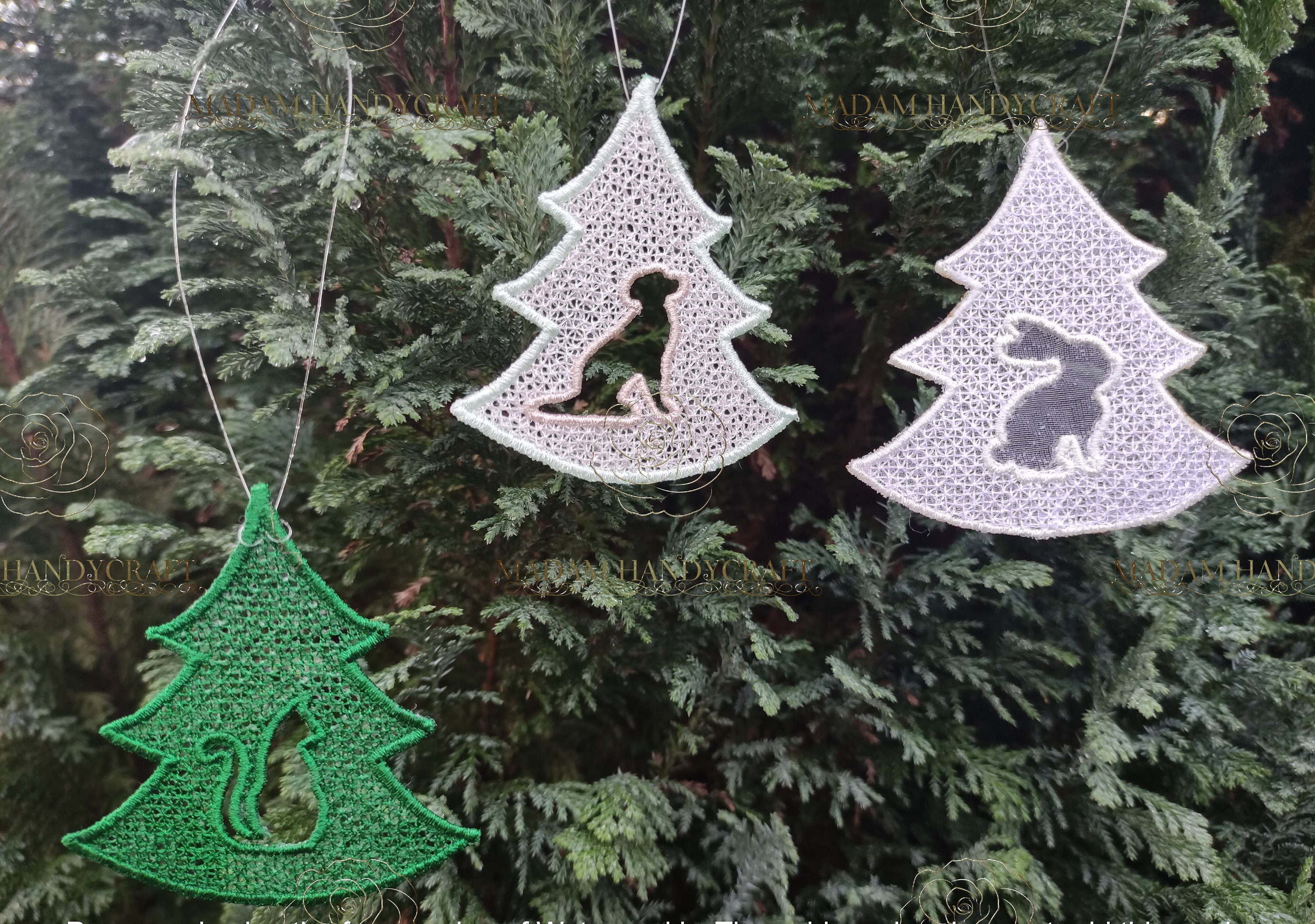 FSL Free Standing Lace Ornament Christmas Tree With a Pet-doggy - Etsy
