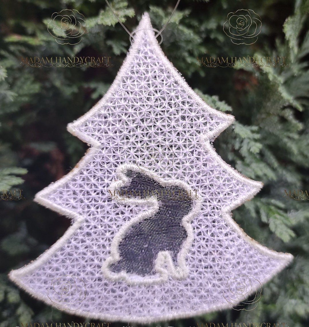 FSL Free Standing Lace Ornament Christmas Tree With a Bunny - Etsy