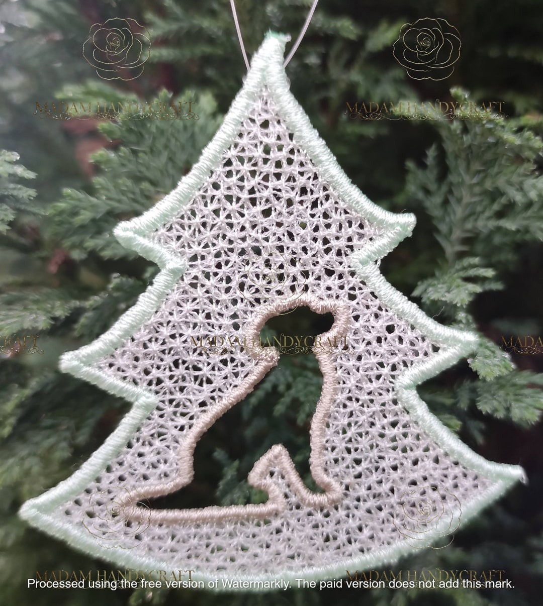 FSL Free Standing Lace Ornament Christmas Tree With a Pet-doggy - Etsy