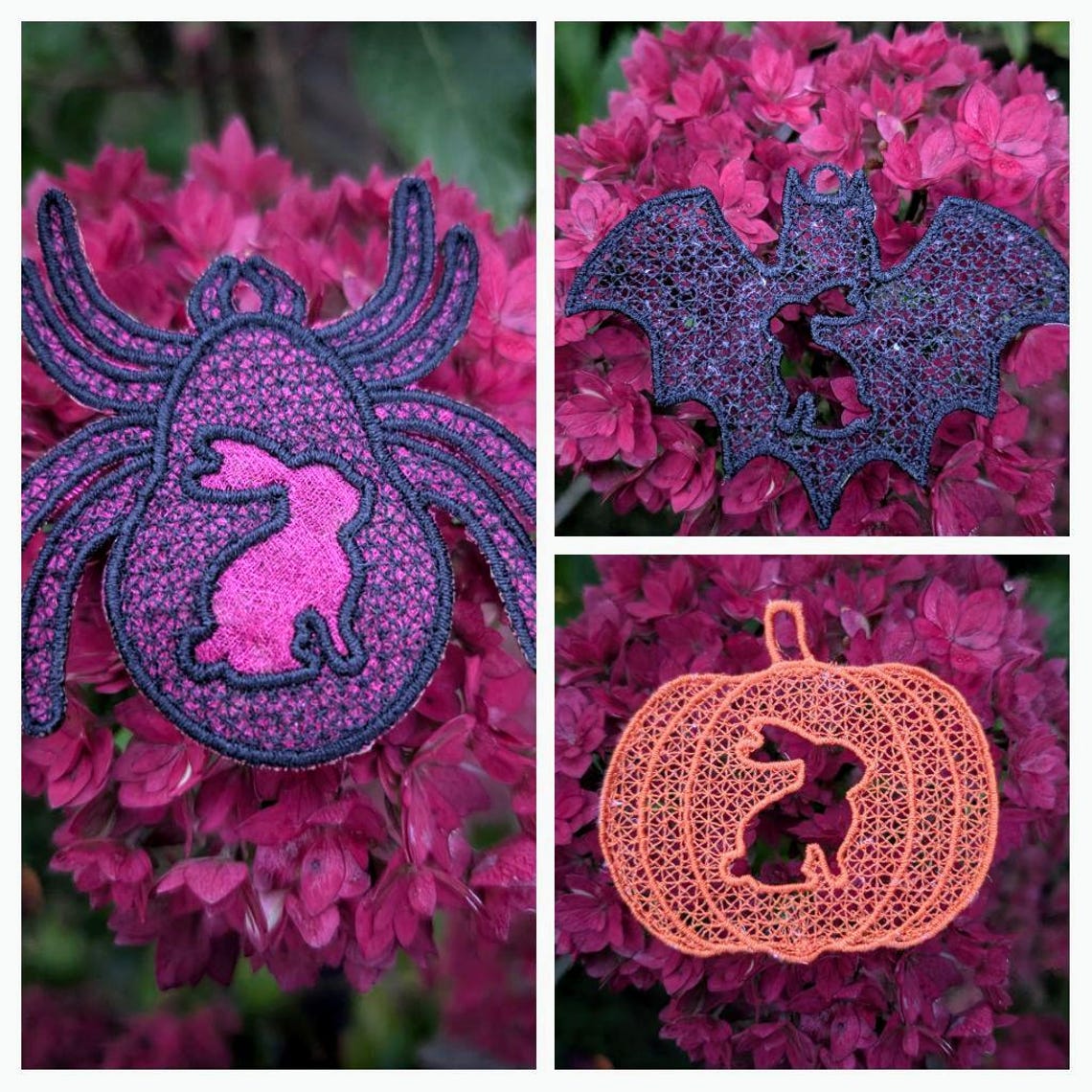 Free Standing Lace FSL Machine Embroidery Ornament Halloween Pet-bunny ...