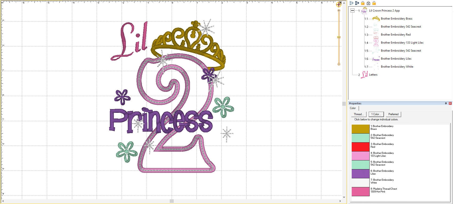 Applique Lil Crown Princess Birthday Number 2 Design | Etsy