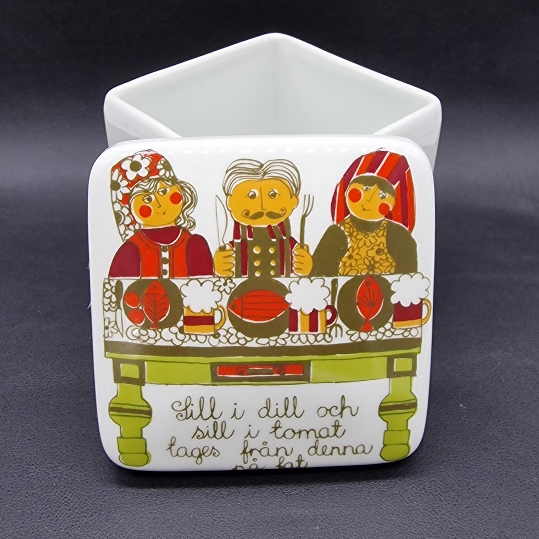 Vintage Turi Design Figgjo Flint Norway Folklore - Lidded Storage Jar ...