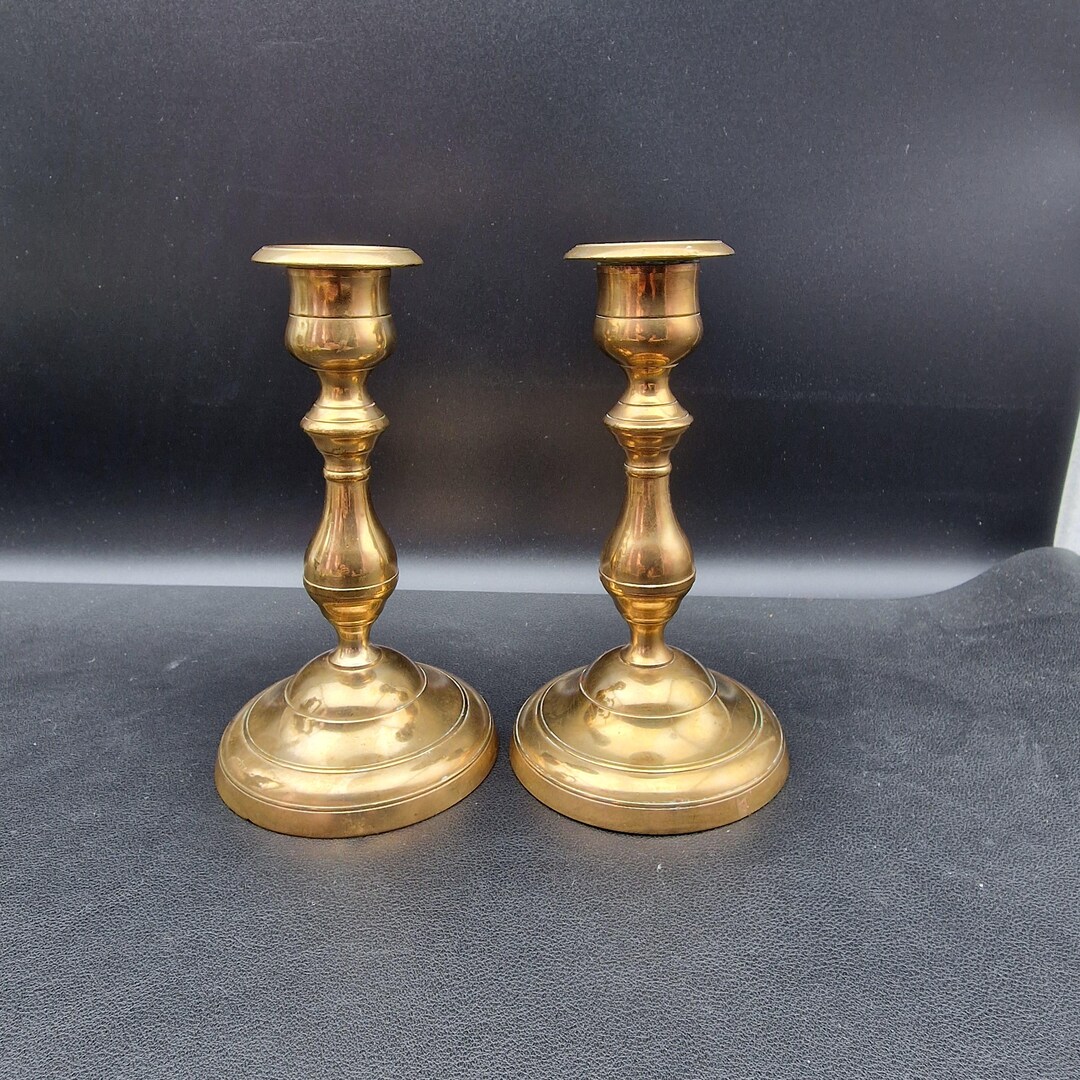 Antique Skultuna Brass Candlesticks – Pair of 19th Century Swedish ...