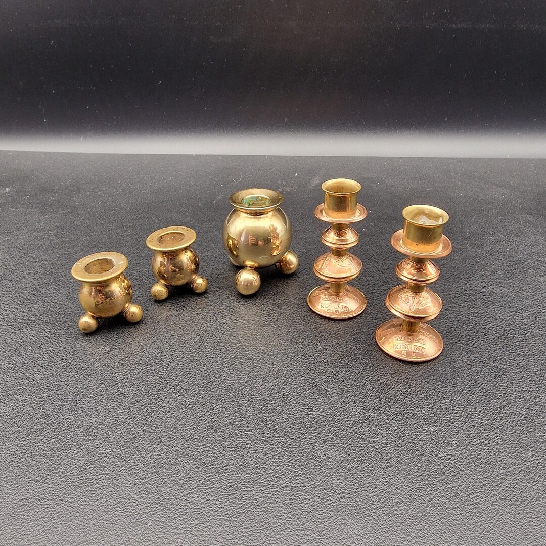 Collection of Swedish Miniature Brass Candle Sticks - Sweden - Etsy