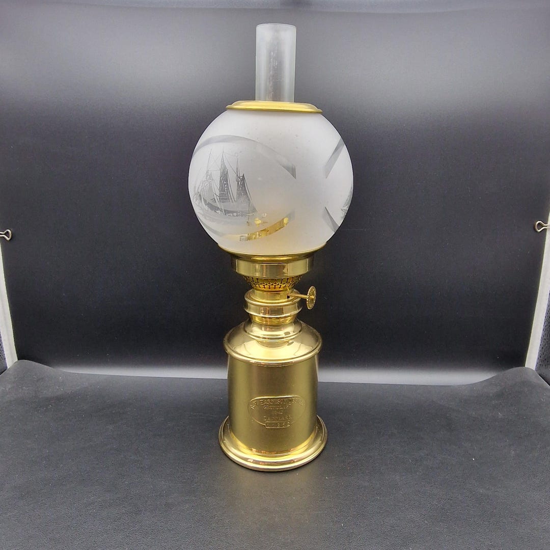 Vintage Danish Oil Lamp by C.V. Harnisch Design – Brass & Frosted Glass ...