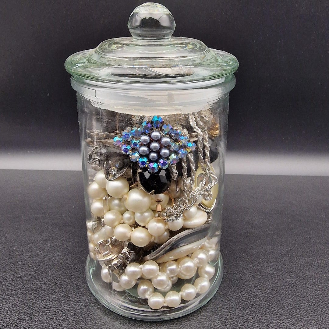Mystery Jar – Vintage Glam Jewelry Mix With Pearls & Silver Tones - Etsy