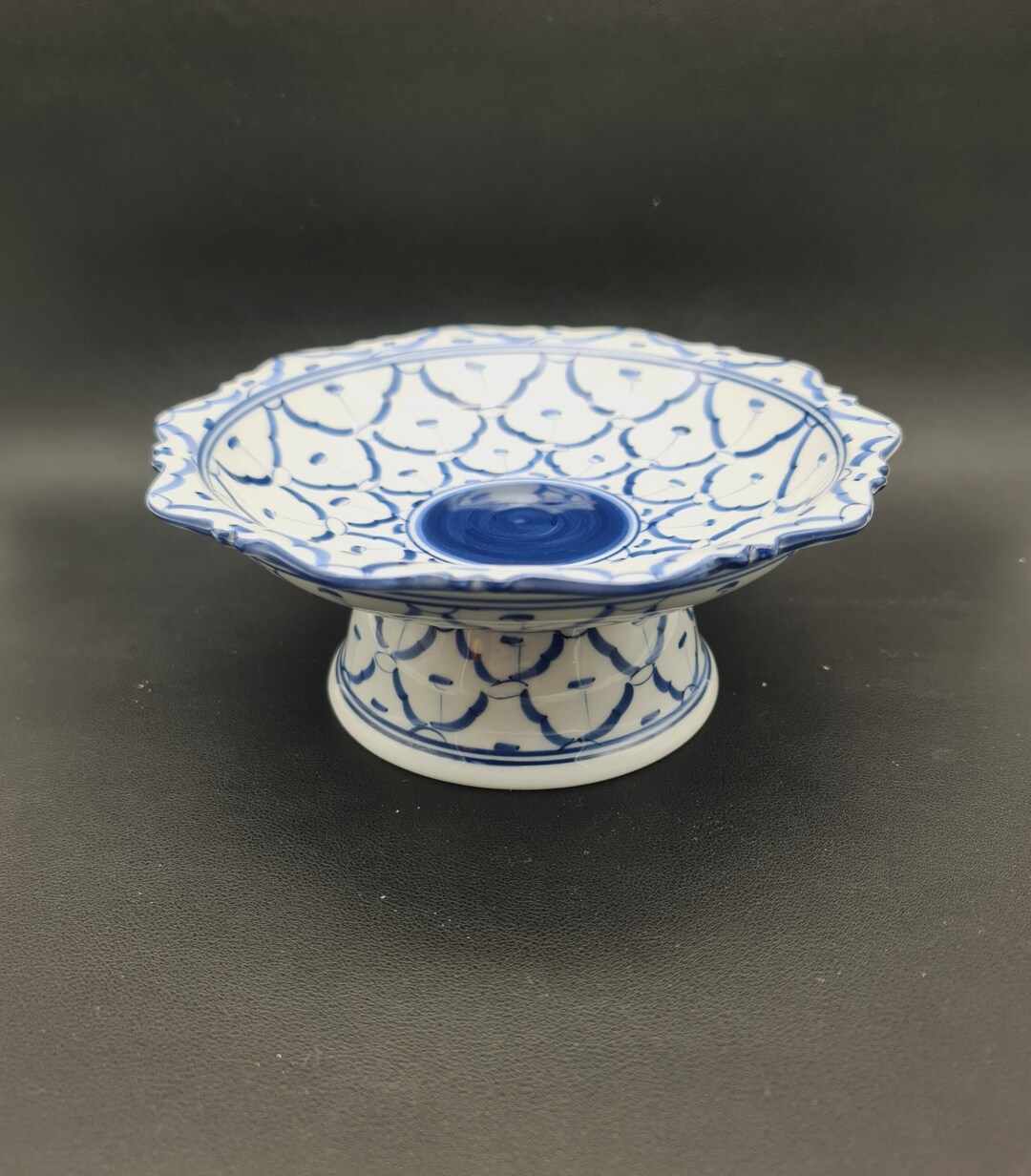 Vintage Chinese Footed Bowl Blue and White - Etsy