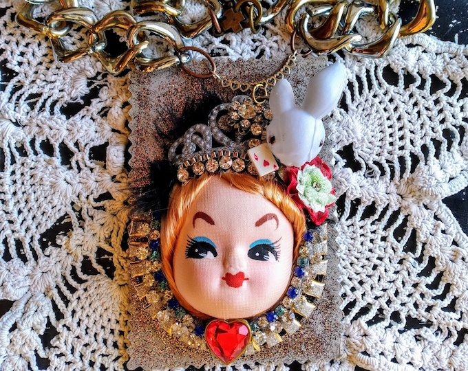 Doll Face Queen Rabbit Ace of Hearts Statement Necklace / Costume ...
