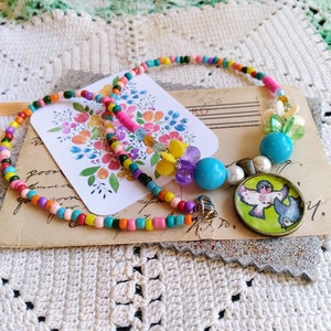 Seed Beaded Necklace Bird Pendant / Whimsycore / Colorful Jewelry ...