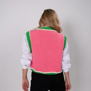 Pink Watermelon Vest With Pink Buttons, Made of Cotton in Pink, Green and of White Collors - Etsy