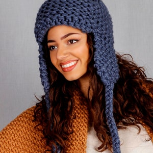 Chunky Knit Trapper Hat Pink Aviator Pilot Hat Shearling Trapper Hat ...