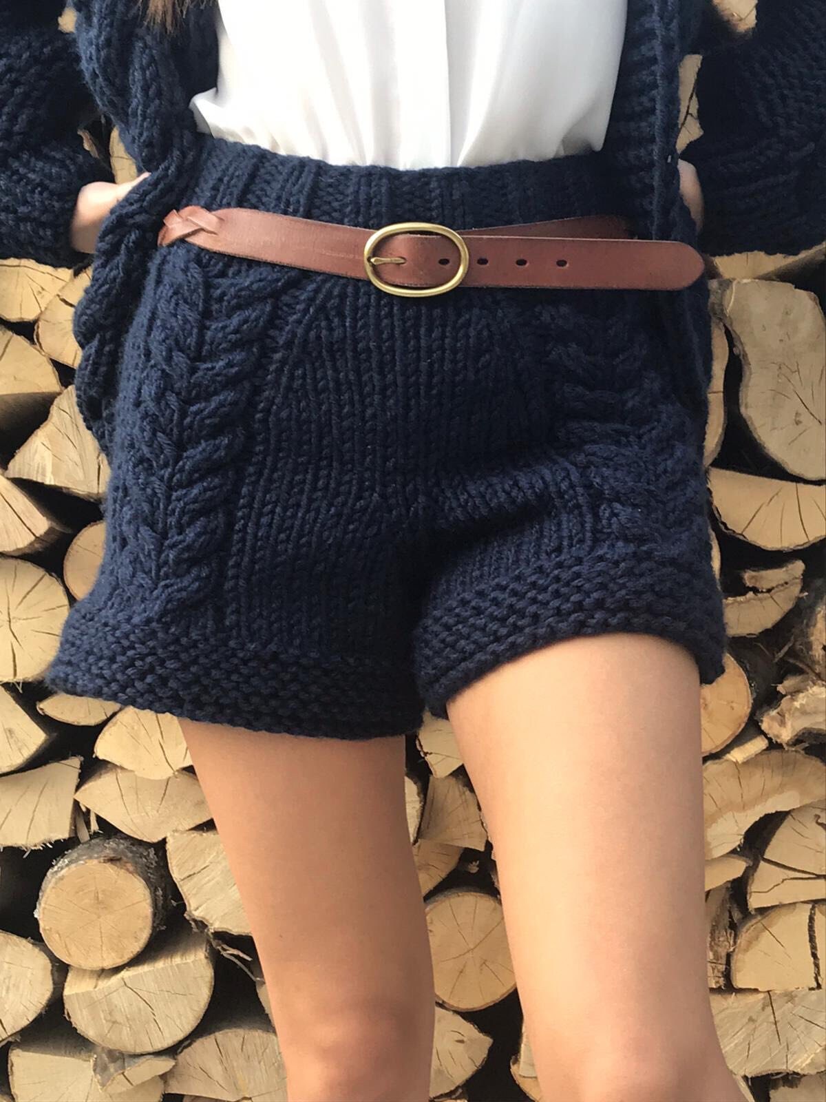 Chunky Knit Set Cable Knit Cardigan & Shorts - Etsy