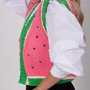 Pink Watermelon Vest With Pink Buttons, Made of Cotton in Pink, Green and of White Collors - Etsy
