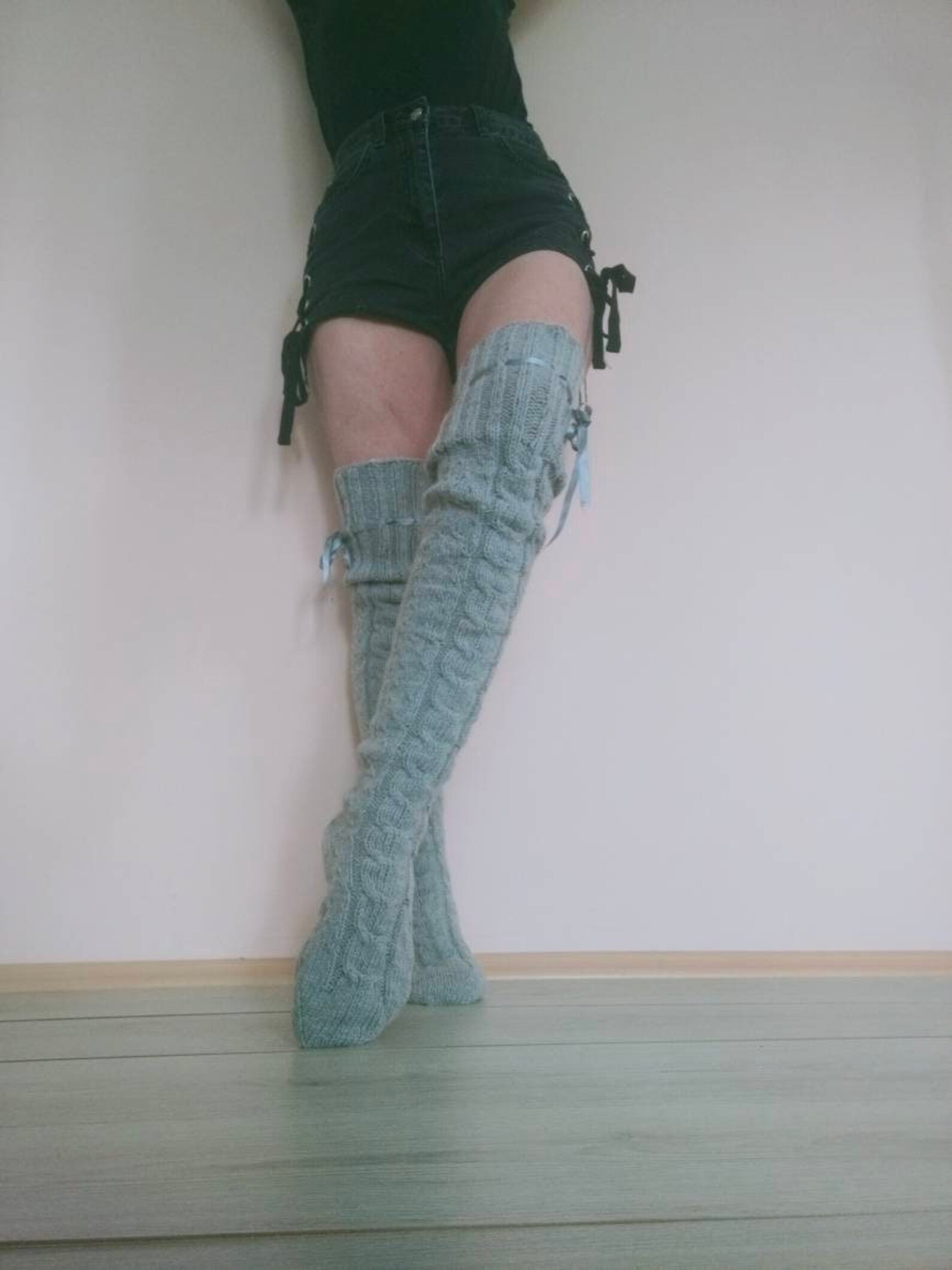 Knee High Socks Grey Long Socks Over Thee Knee Socks - Etsy