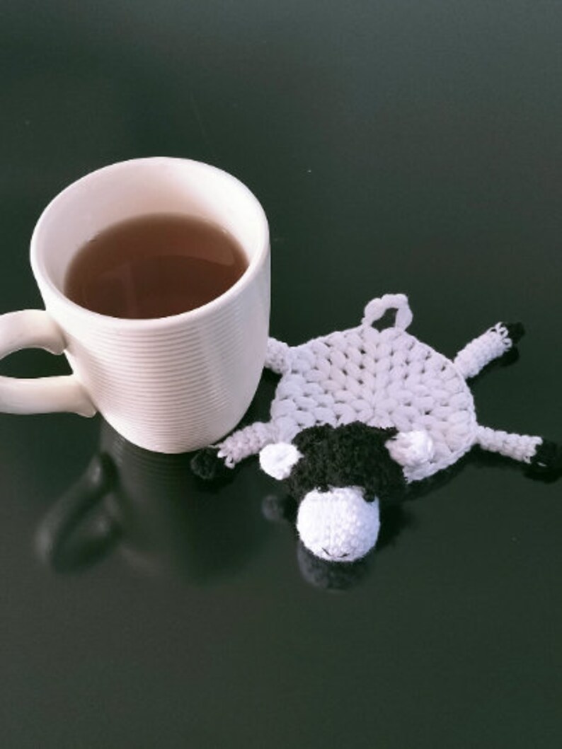 Crochet Sheep Coaster ,coaster for Hot Drinks, White Sheep Animal ...
