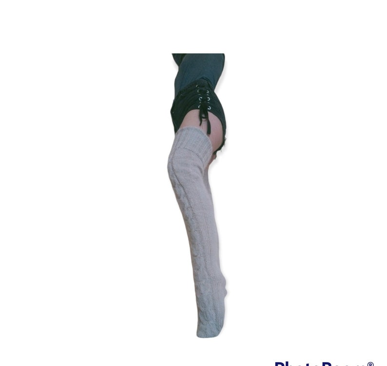 Thigh High Socks, Long Thigh High Socks, Boots Cuffs Socks, Beige ...