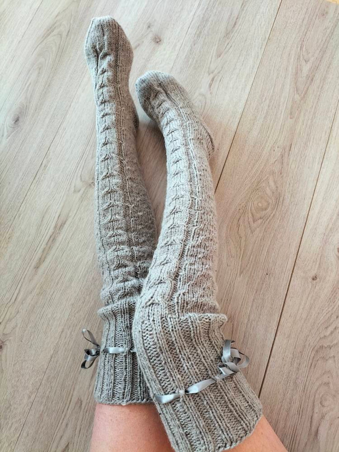 Knee High Socks Grey Long Socks Over Thee Knee Socks - Etsy