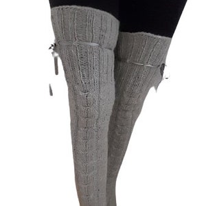 Knee High Socks Grey Long Socks Over Thee Knee Socks - Etsy