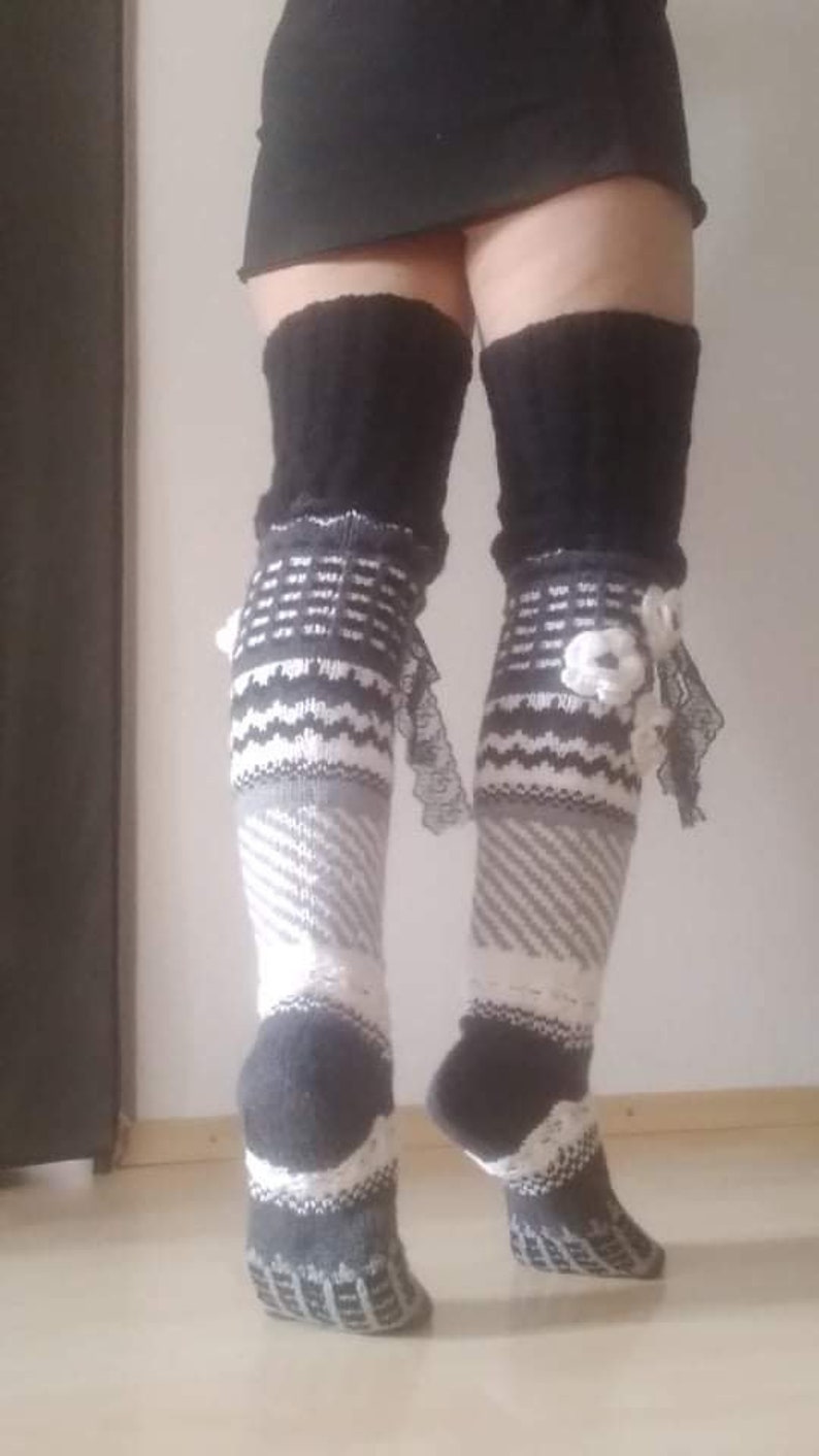 Extra Long Socks,thigh High Socks, Sexy Black White Women's Socks, Long ...