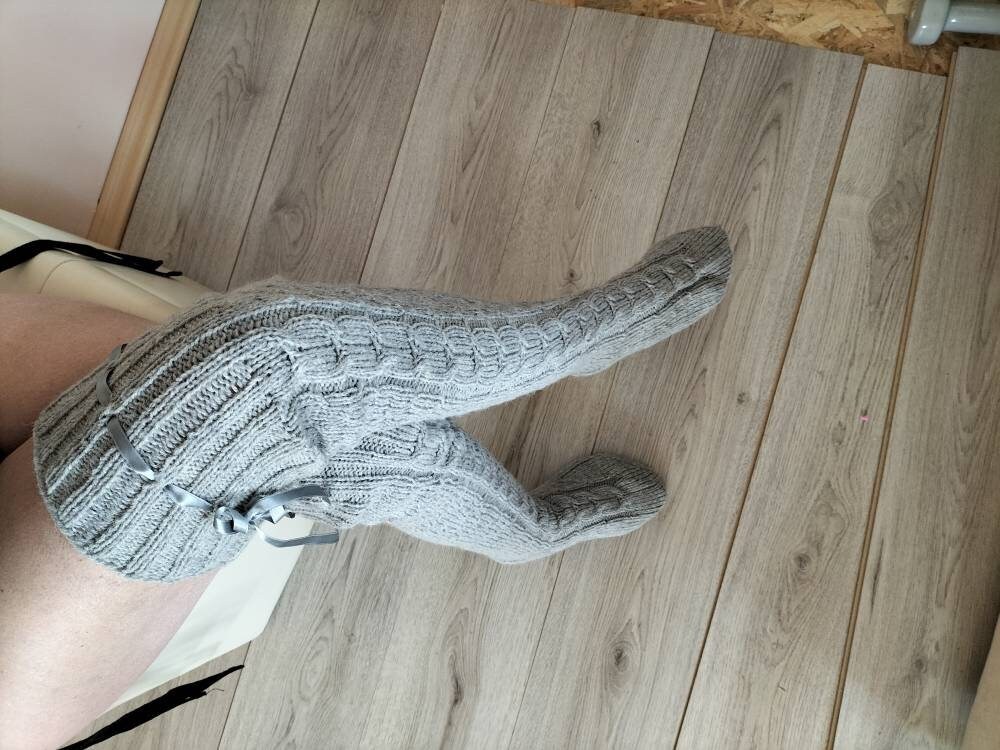 Knee High Socks Grey Long Socks Over Thee Knee Socks - Etsy