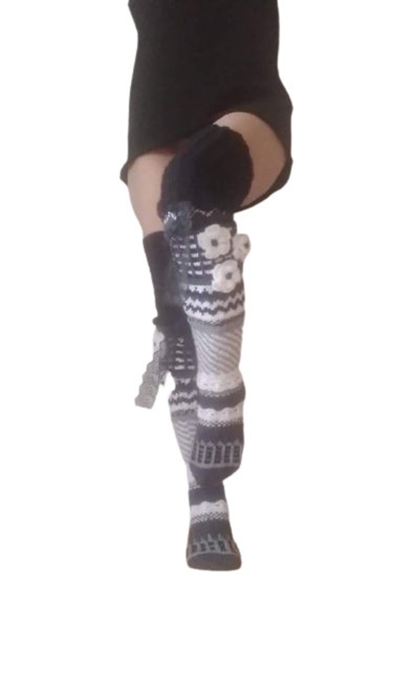 Extra Long Socks,thigh High Socks, Sexy Black White Women's Socks, Long ...
