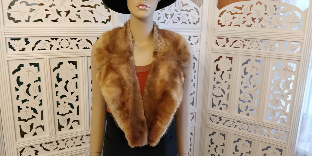Long col en fourrure de vison vintage. Fourrure véritable. Collier pour ...