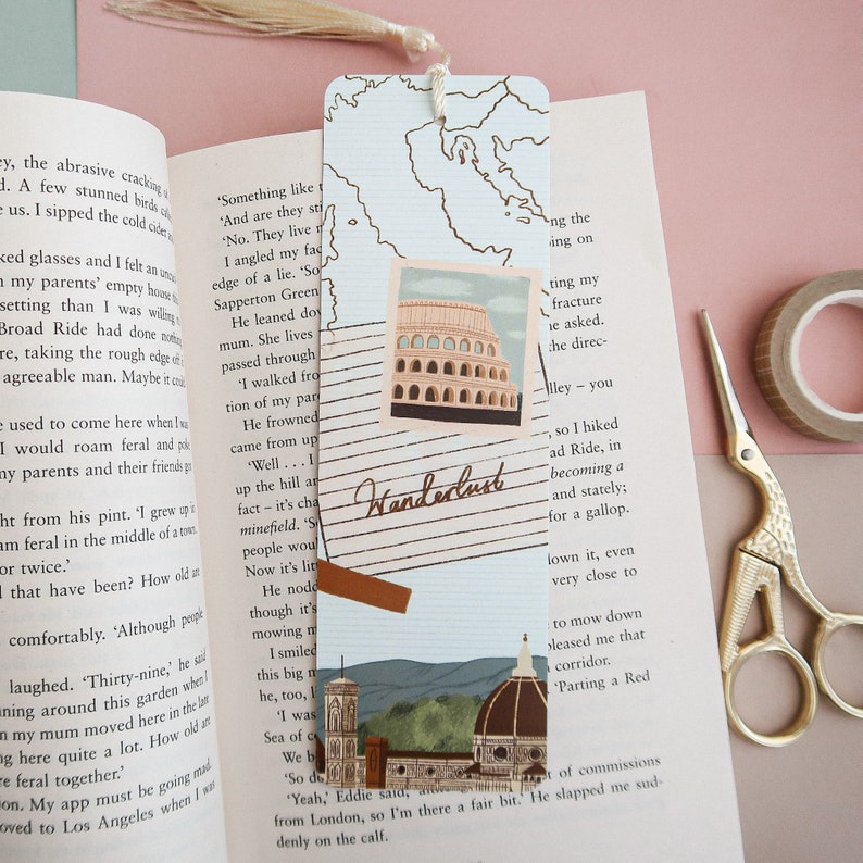 Italy Art Bookmark Tassel, Bookmark Gift, Quote Bookmark, Bookmark With ...