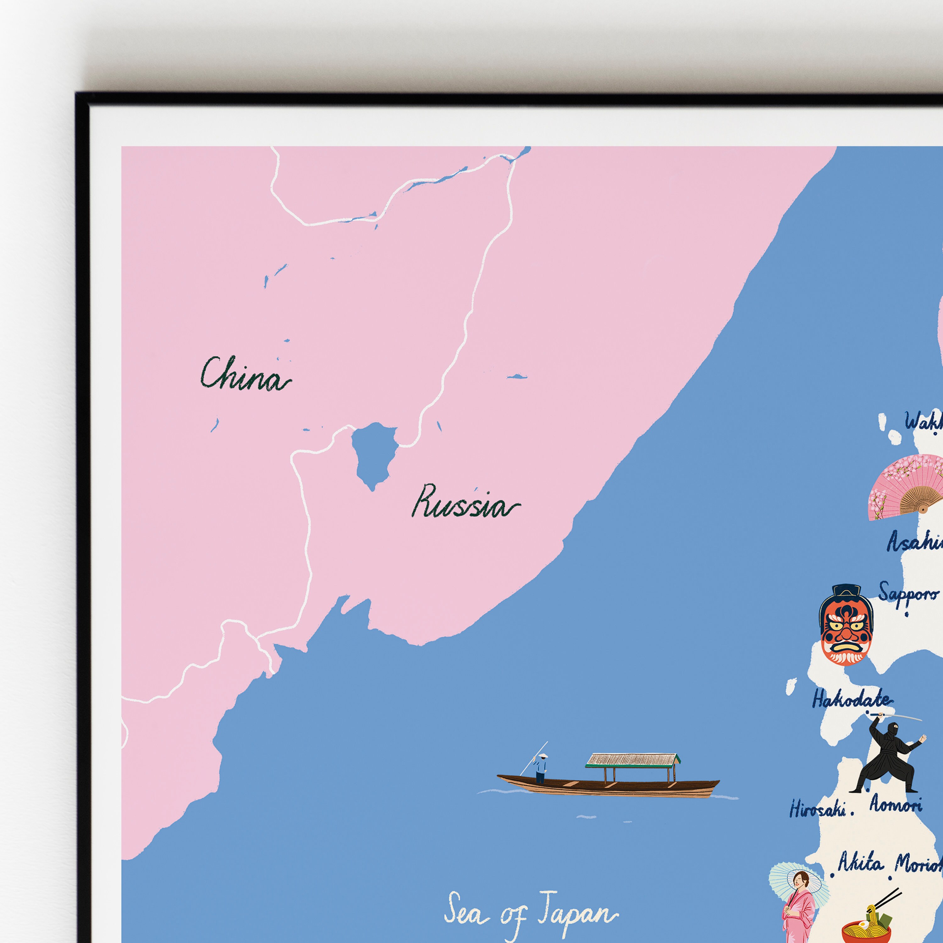 Japan Map, A4 Japan Illustrated Map, Japan Map Print Gift, Tokyo, Kyoto ...