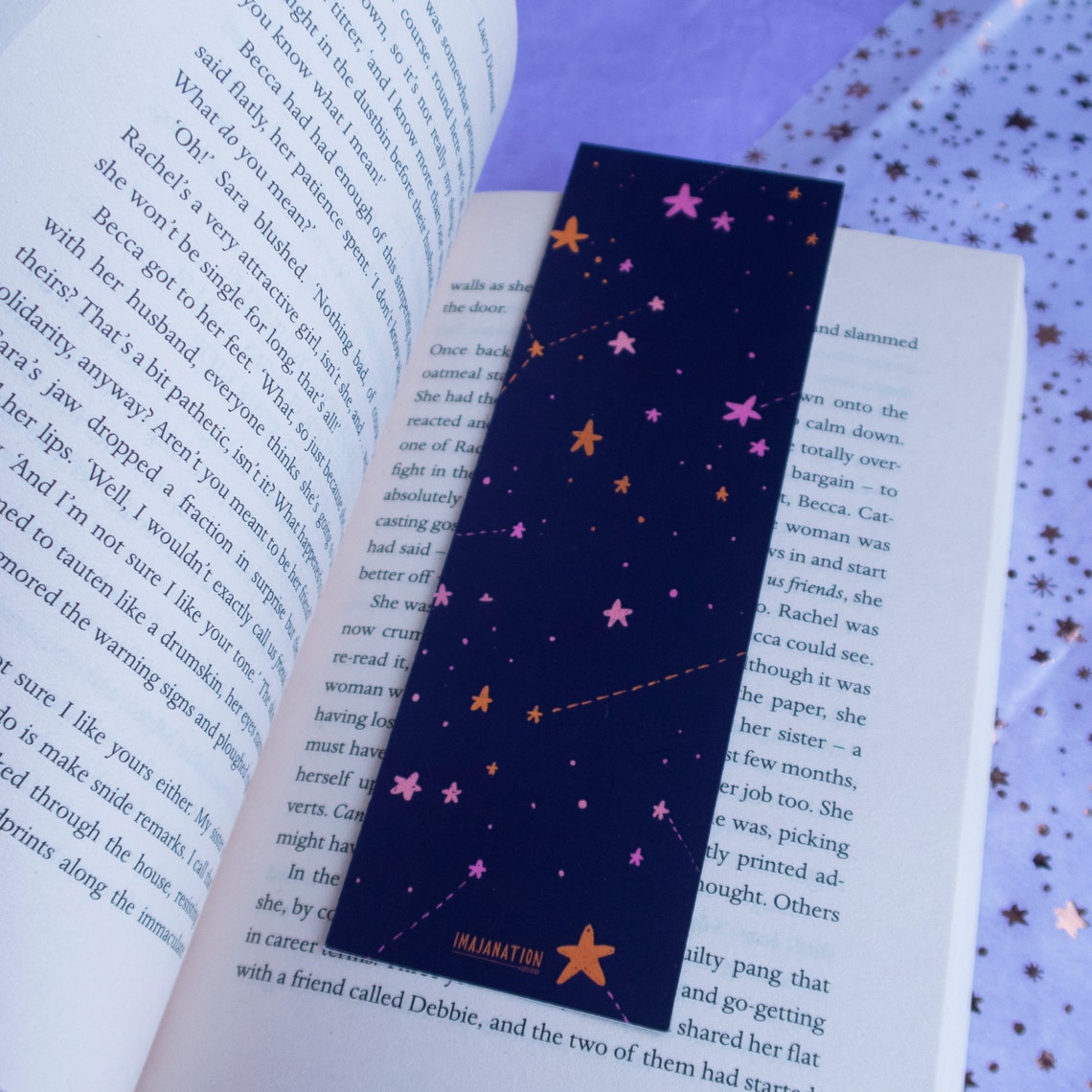 Celestial Night Sky Bookmark Illustrated Bookmark Quote | Etsy
