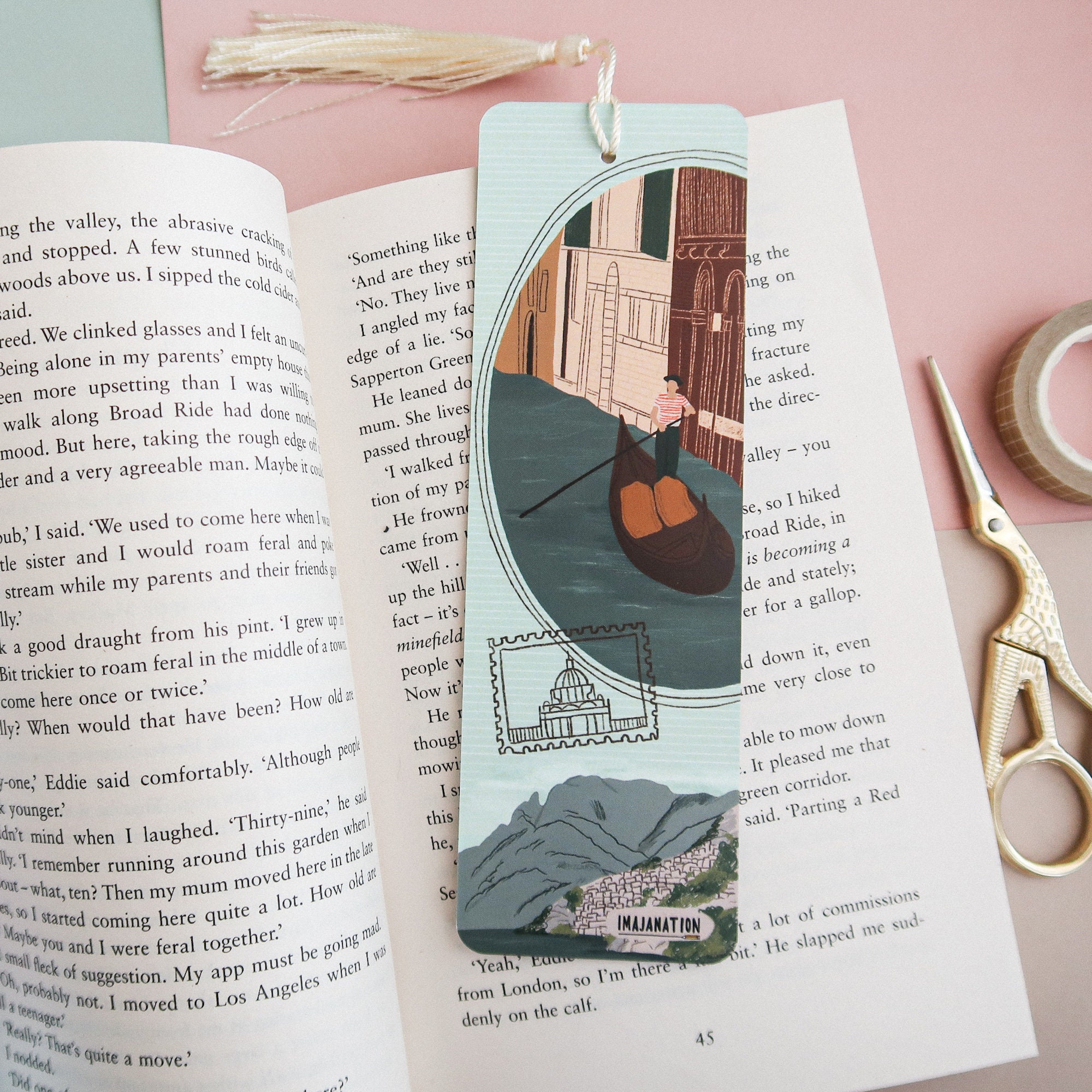 Italy Art Bookmark Tassel, Bookmark Gift, Quote Bookmark, Bookmark With ...