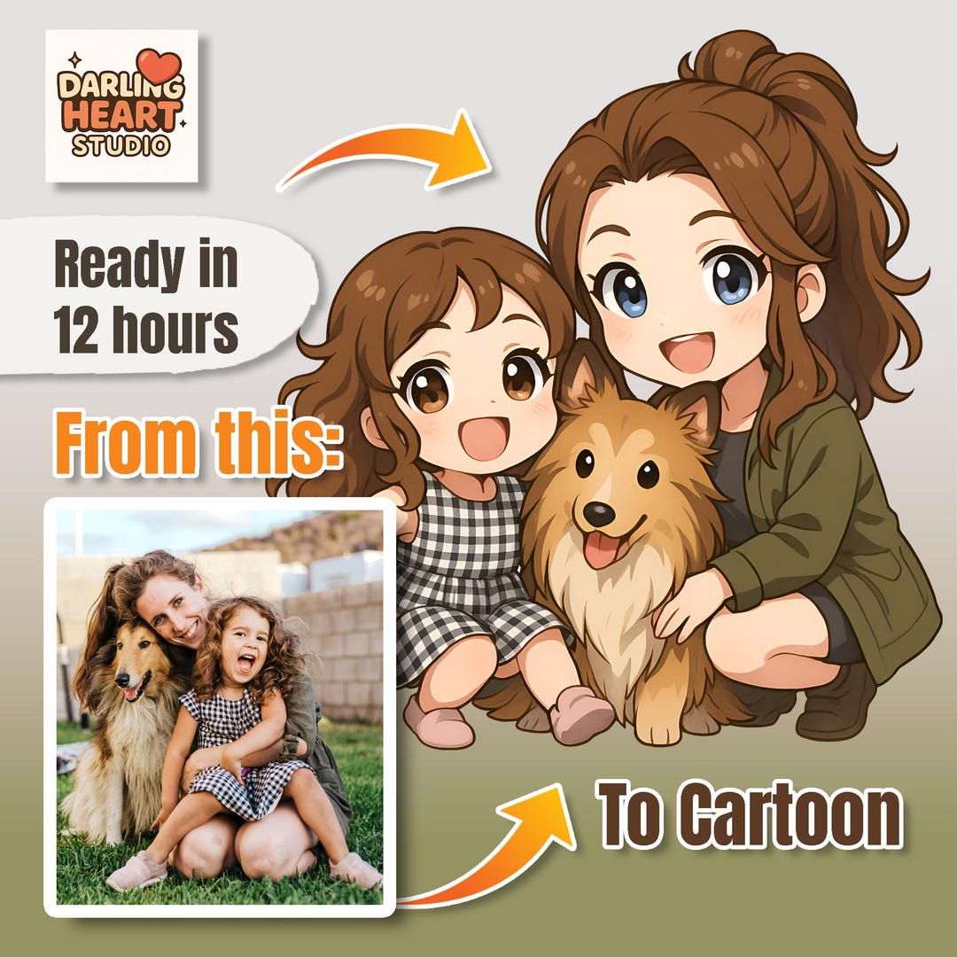 Custom Digital Cartoon Portrait | Personalized Printable Cartoon ...