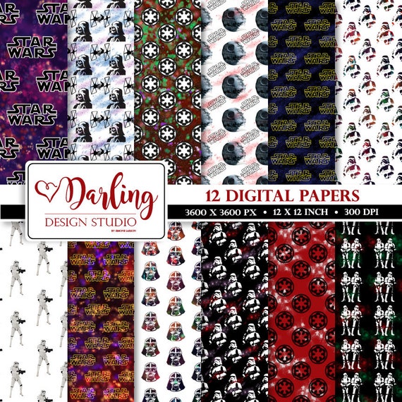 Star Wars Digital Paper Pack Scrapbook Paper Digital Paper | Etsy