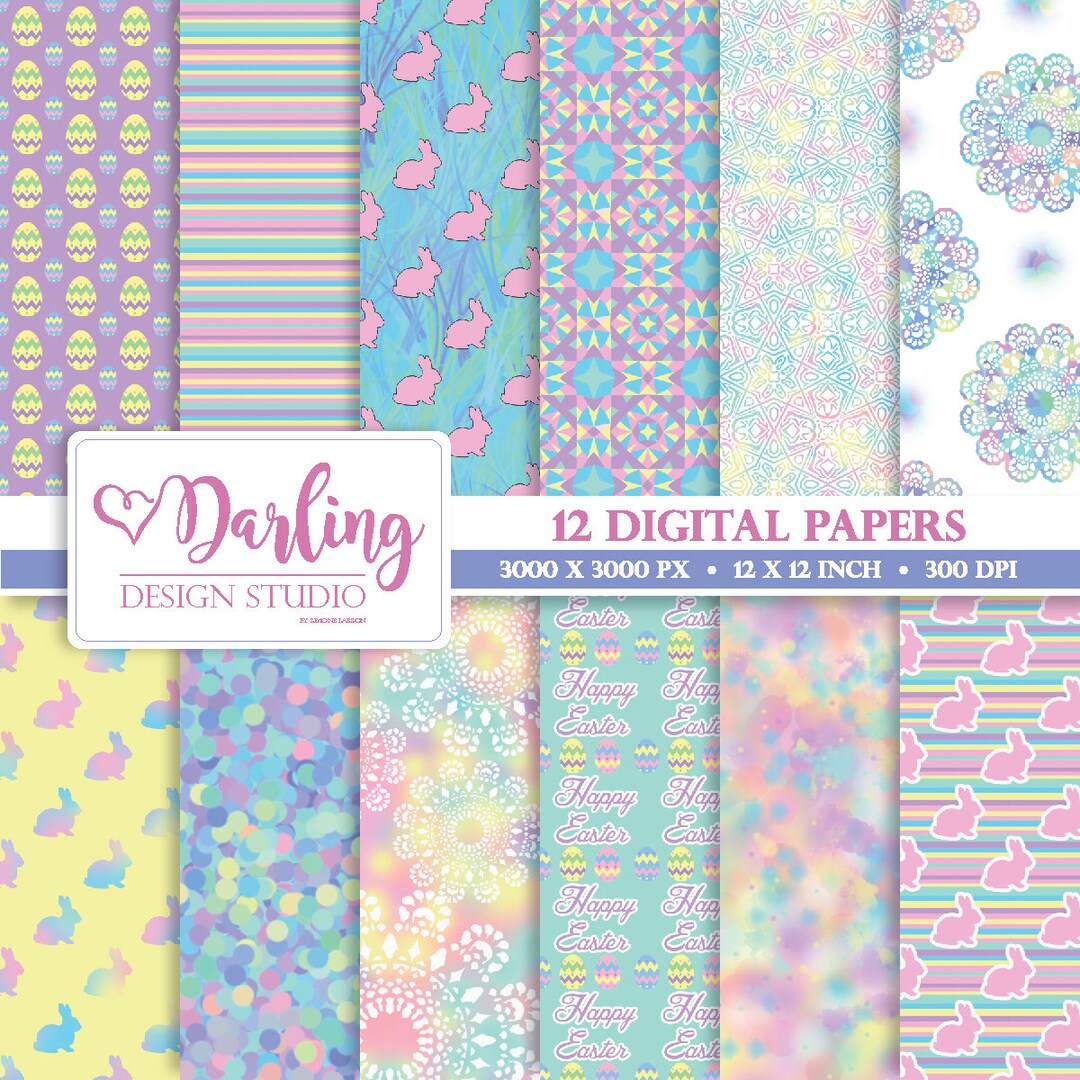 Easter Digital Paper Pack. Easter Printables. Easter Bunny Rabbit ...