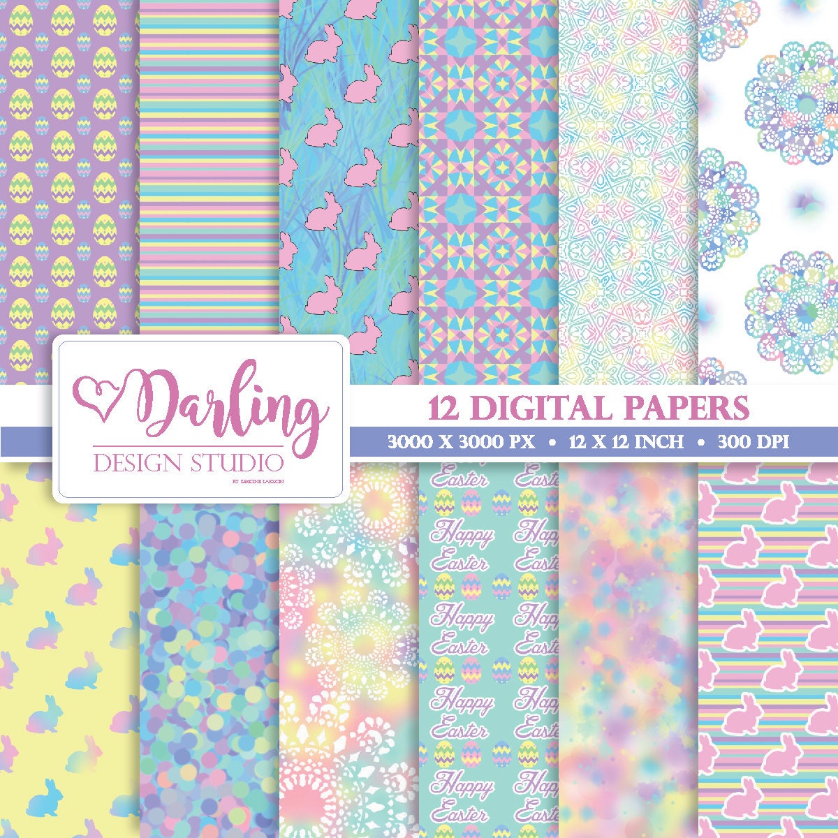 Easter Digital Paper Pack. Easter Printables. Easter Bunny Rabbit ...